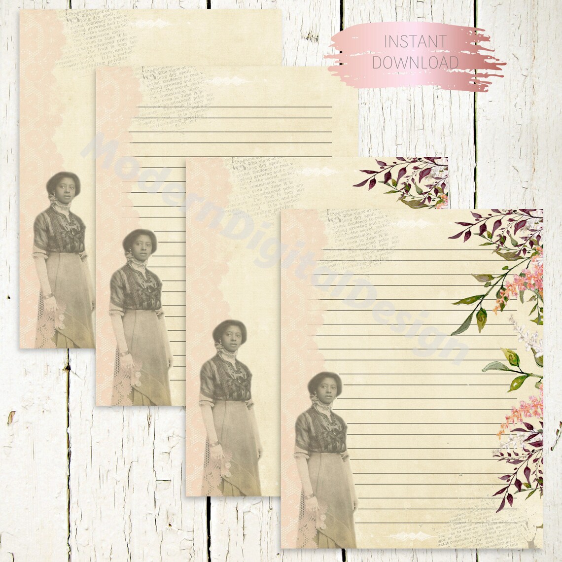 Printable Vintage Stationery Paper Digital Writing Paper - Etsy
