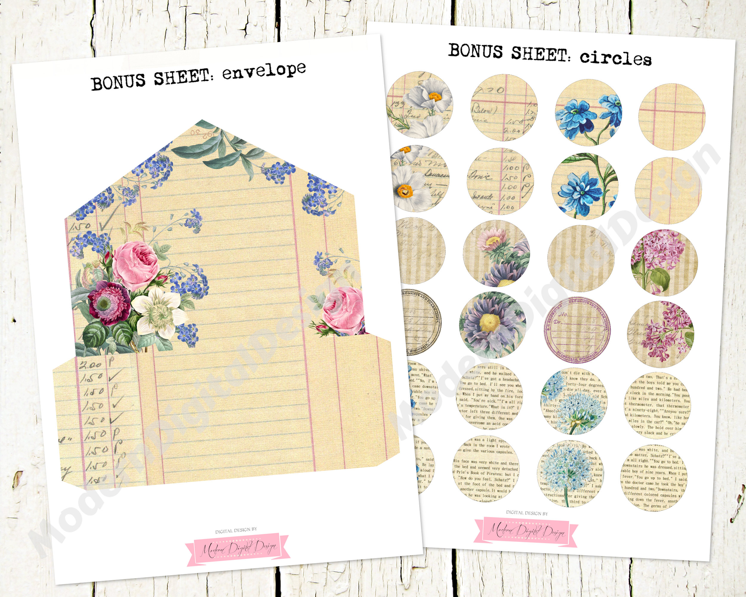 Printable Junk Journal Decor, Printable Pockes, Digital Floral Pockets ...