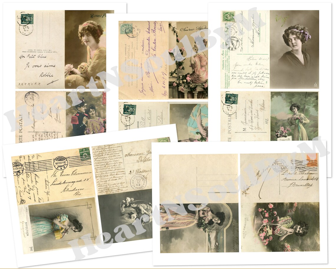 Printable Vintage Postcards Vintage Ephemera Digital - Etsy