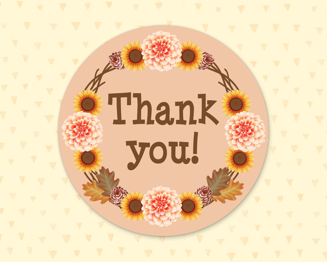 Fall Floral Watercolor Thank You Sticker Sheet, Autumn Thank You ...