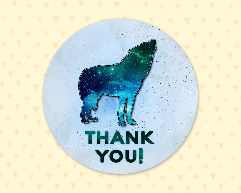 Watercolor Wolf Thank You Sticker Sheet Stars Watercolor - Etsy