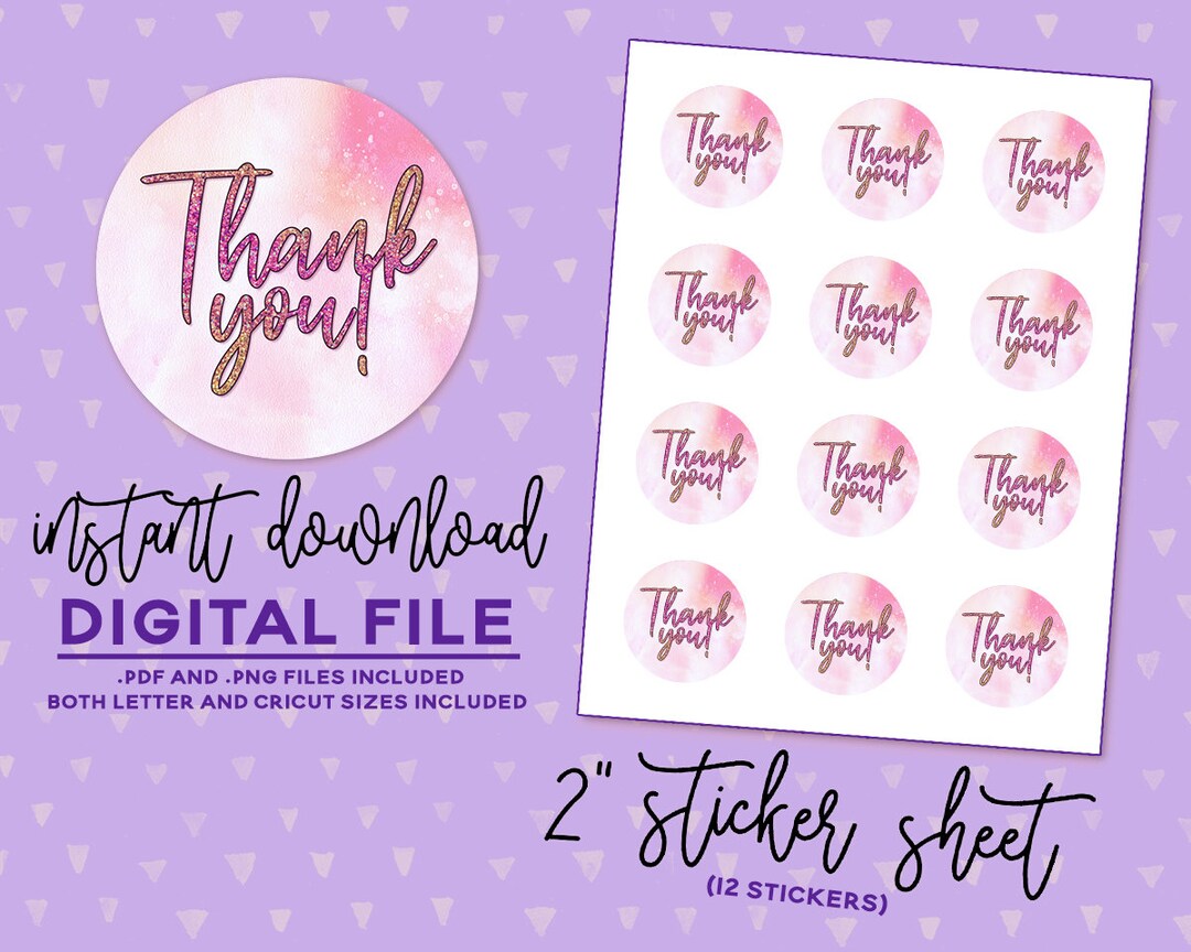 Instant Download Pink Watercolor Sticker Sheet, 2 Circle Sticker Sheet ...