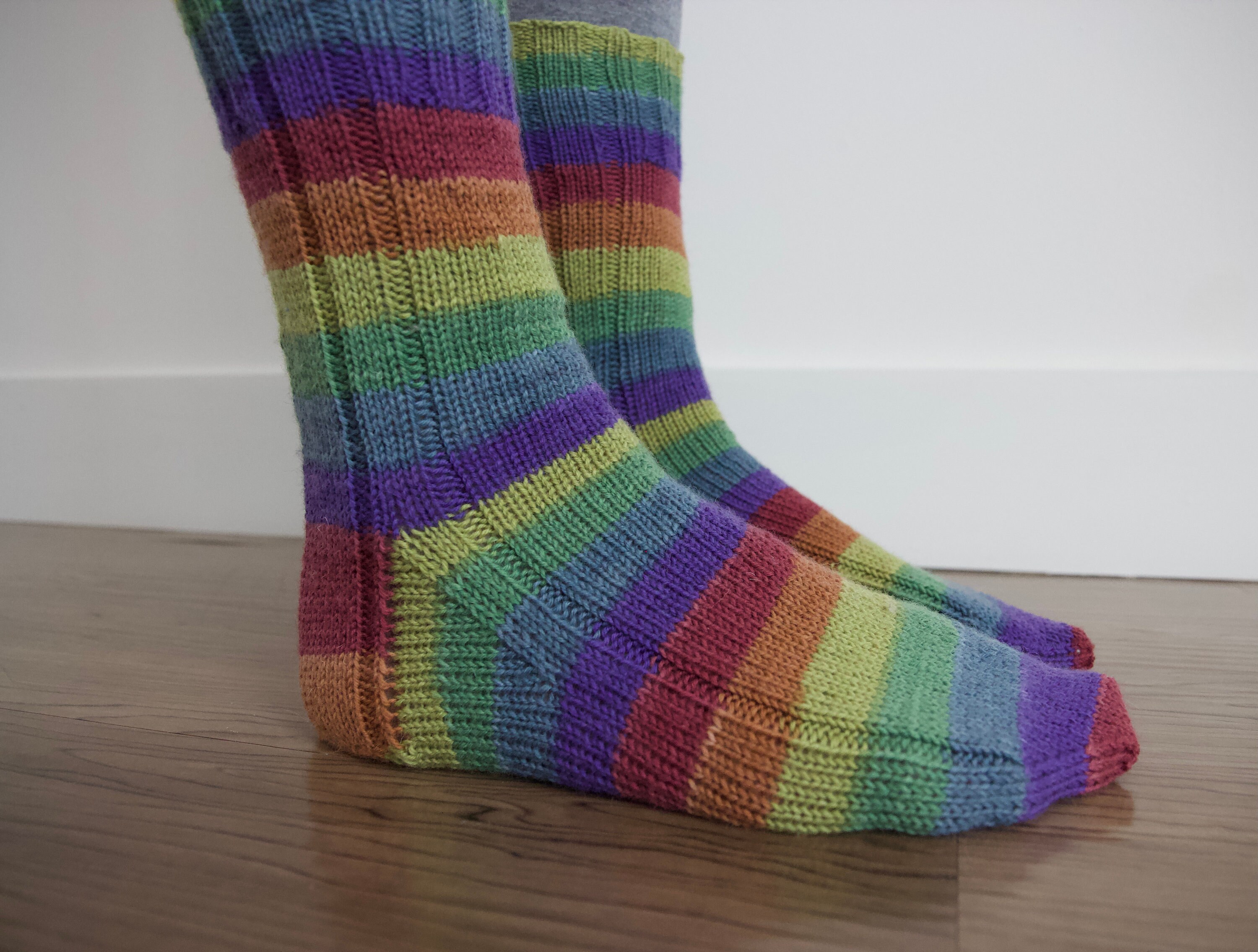 Ribbed Sock Knitting Pattern Multiple Sizes Easy Cuff Down | Etsy