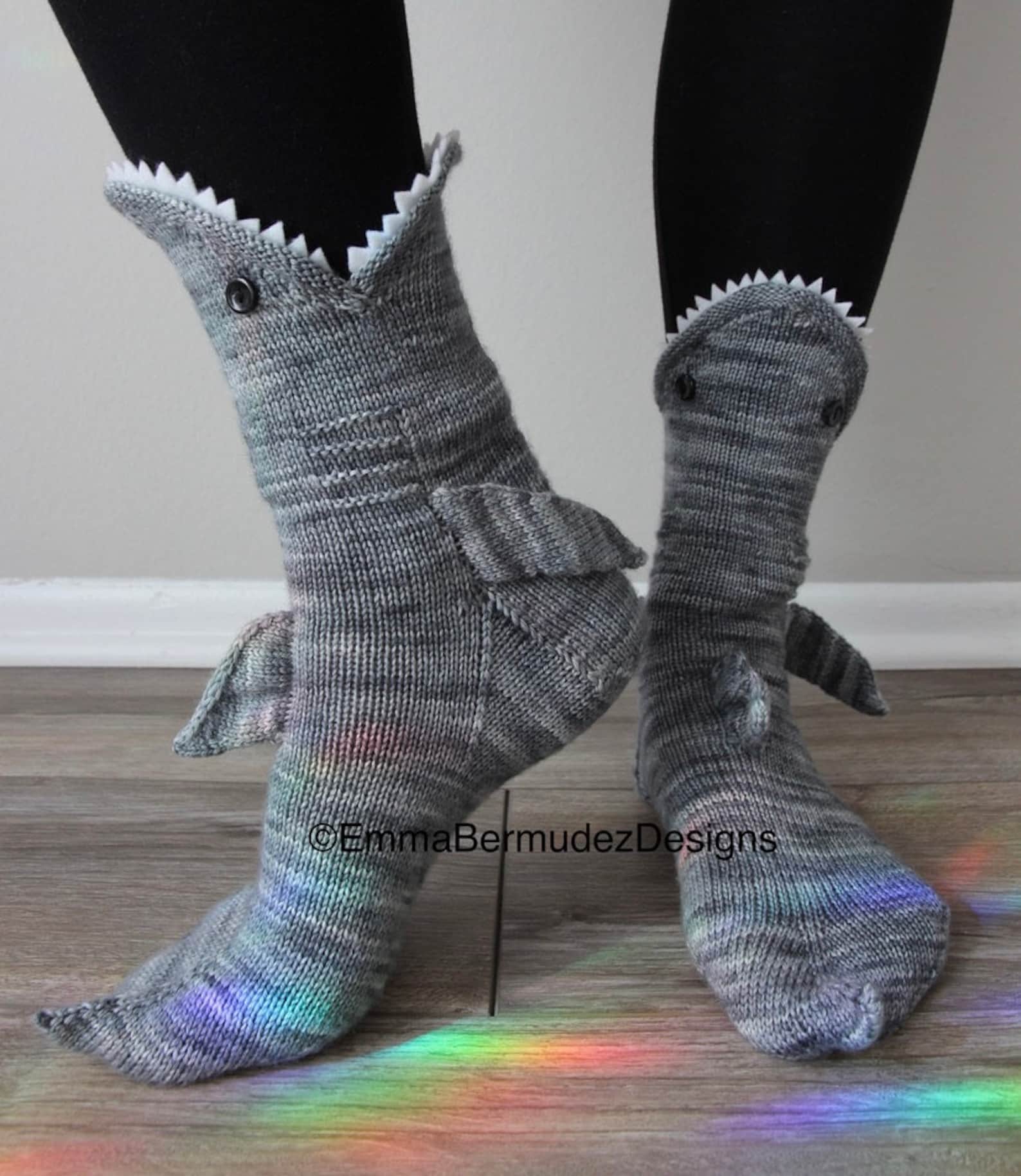 PDF | KNITTING PATTERN | Shark Bait | Shark Socks Funky Knitting ...