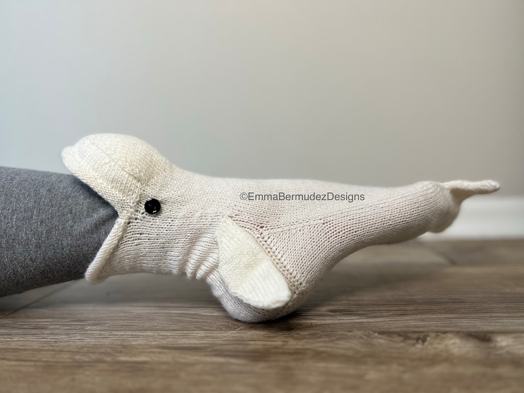 PDF | KNITTING PATTERN | Beluga Socks | Whale Socks Animal Knitting Pattern | Adult Sizes and ...