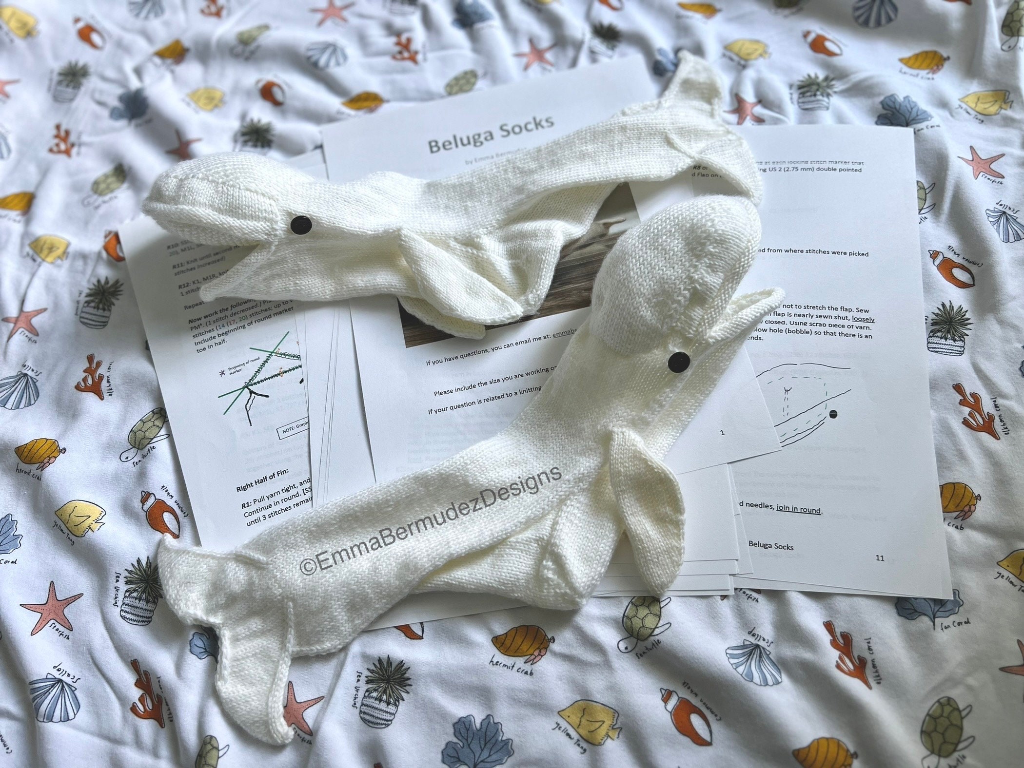 PDF KNITTING PATTERN Beluga Socks Whale Socks Animal - Etsy
