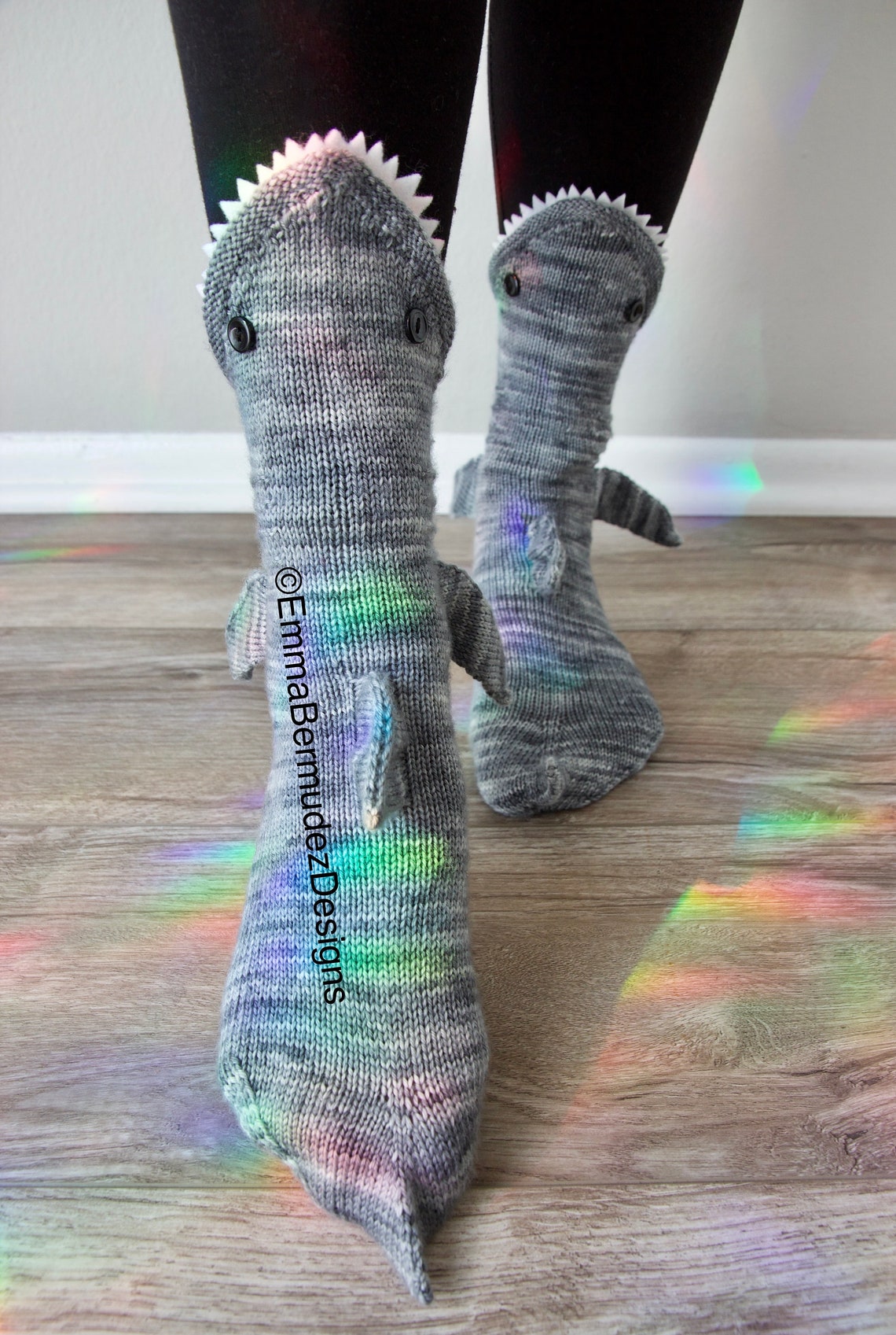 PDF | KNITTING PATTERN | Shark Bait | Shark Socks Funky Knitting ...