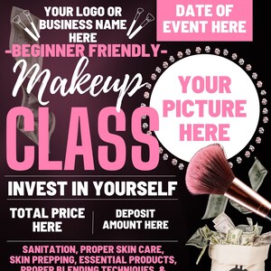 Makeup Flyer Makeup Class Flyer Custom Flyer Make-up - Etsy