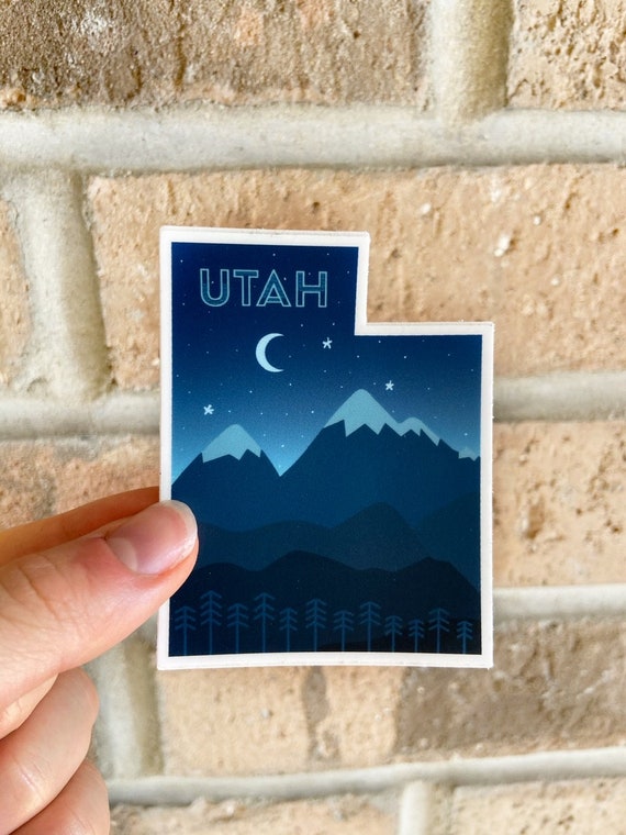 Nighttime Utah Mountain Sticker State Outline Vinyl Sticker | Etsy