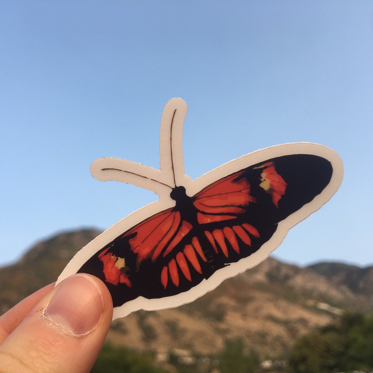 Red Butterfly Clear Vinyl Sticker Decal Laptop Sticker - Etsy