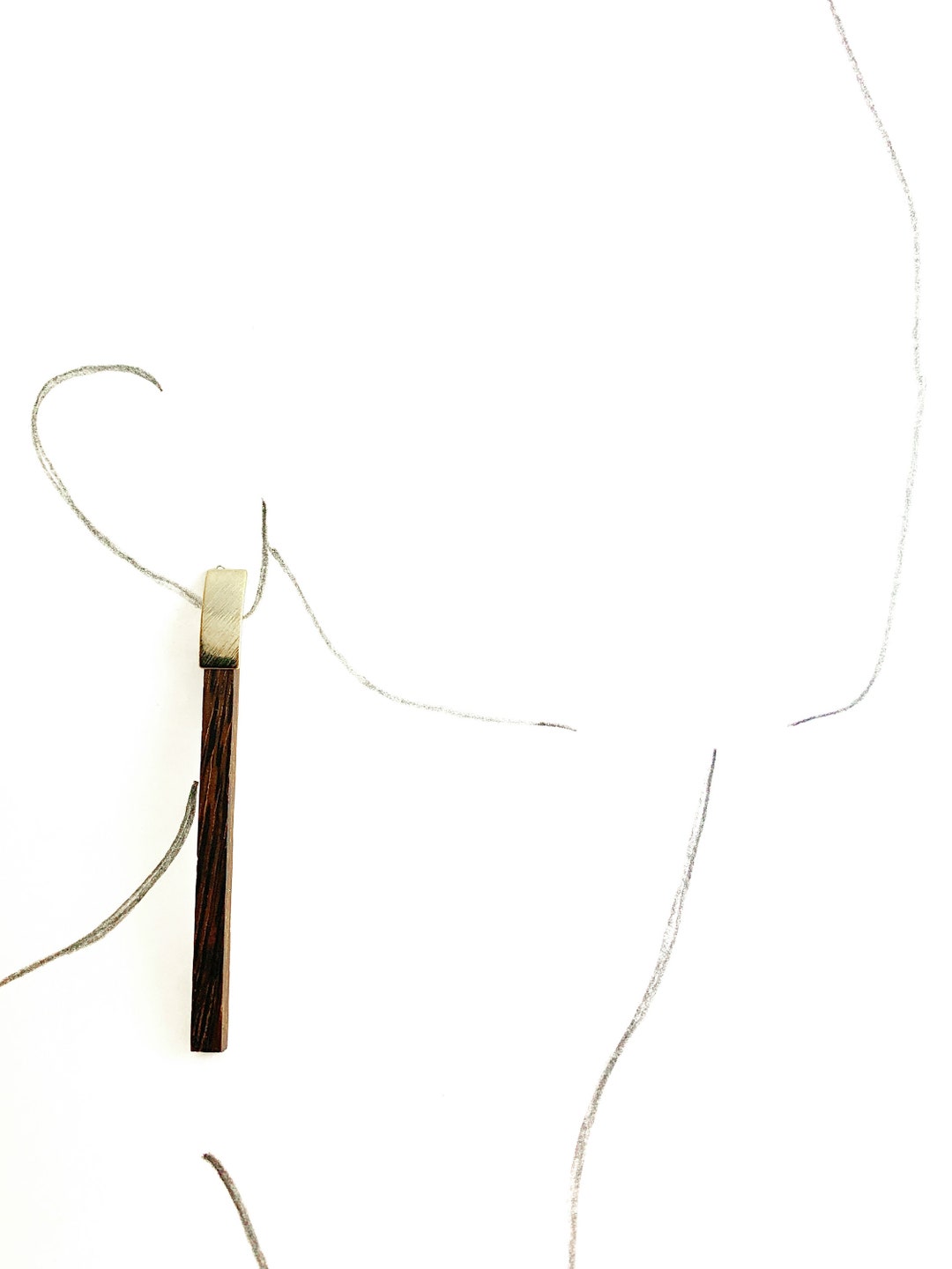 Brown Wooden Skinny Rectangle With Gold Accent Dangle Drop Earrings ...
