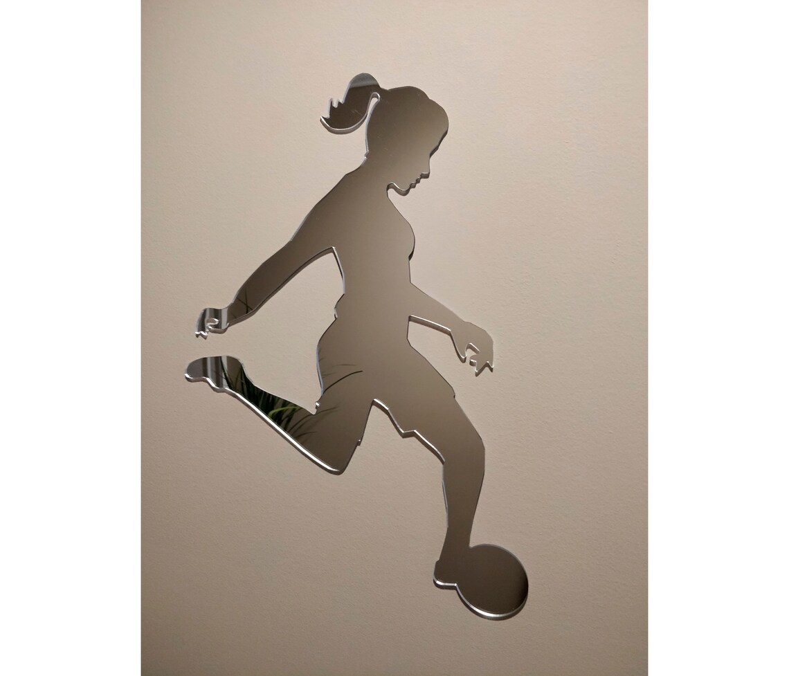 Soccer Girl Mirror Sports Wall Decor Custom Mirror Shaped Mirror Sports ...