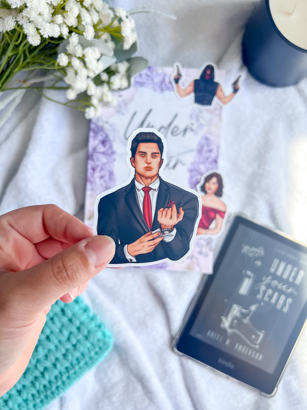 Christian Reeves Glossy Sticker: Book Lover Accessory, Under Your Scars ...