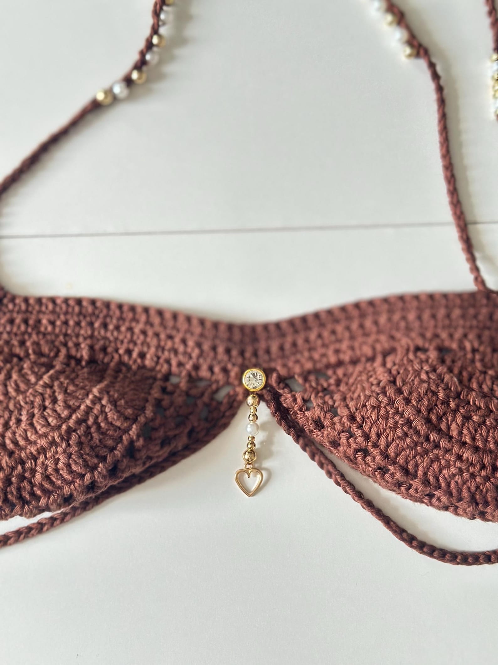 Noara – Handmade Beaded Crochet Bandeau Top in Earth Brown - Etsy