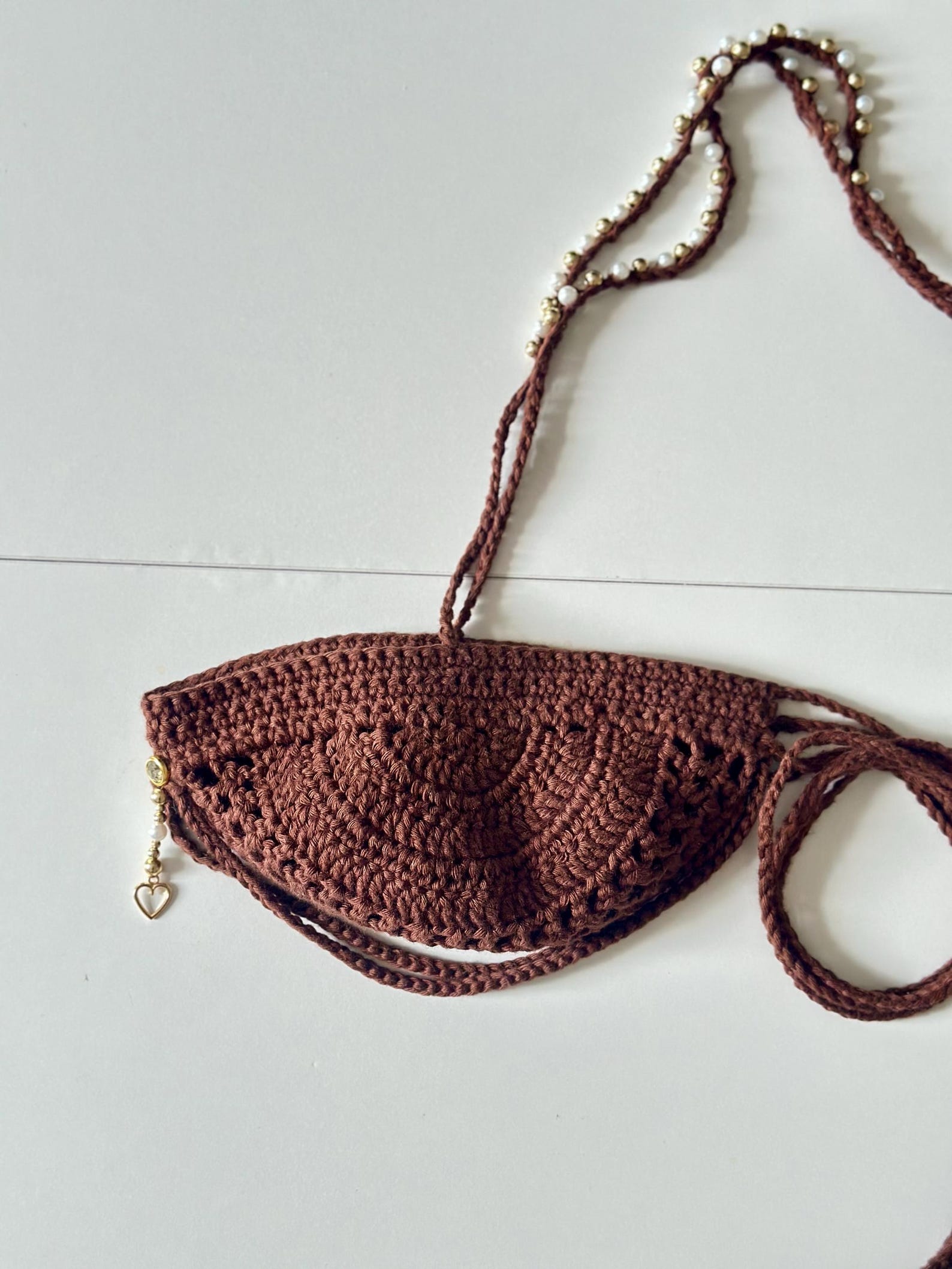 Noara – Handmade Beaded Crochet Bandeau Top in Earth Brown - Etsy