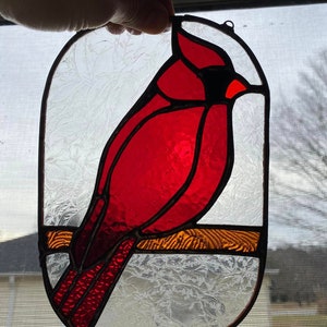 Northern Cardinal Stained Glass Suncatcher - Etsy
