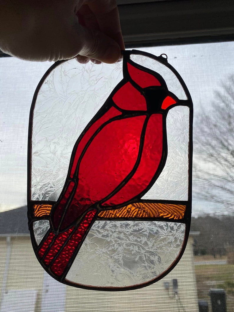 Northern Cardinal Stained Glass Suncatcher - Etsy
