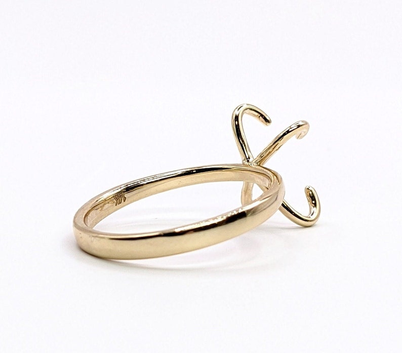 Irregular Shape Gemstone Ring Mount in Solid Gold 14K or 18K / | Etsy