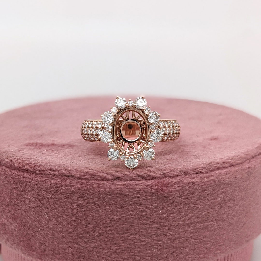 Stunning Sunburst Ring Setting W Natural Diamond Accents in 14K Solid ...