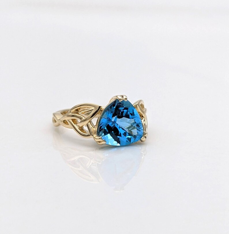 Trillion Shape Engagement Ring Setting in 14K Solid Gold | 10mm, 11mm ...