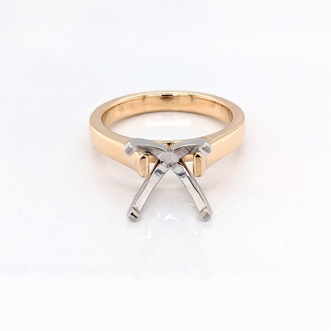 Cathedral Shank Solid 14K Solid Gold Solitaire Engagement Ring Mount ...