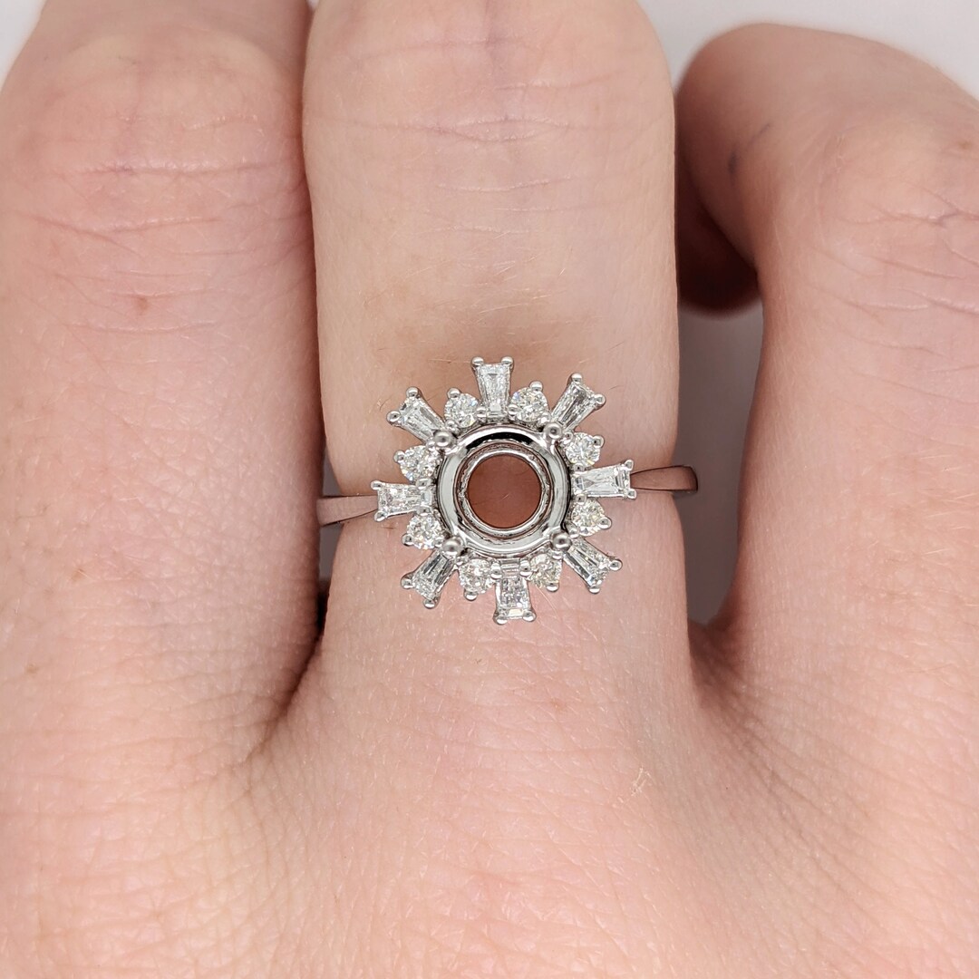 Unique Starburst Halo Design W Natural Baguette and Round - Etsy