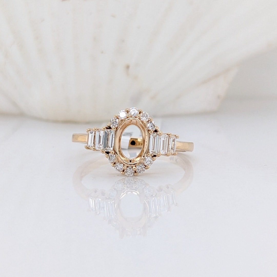 Fabulous Ring Setting W Natural Baguette and Round Diamond Accents in ...