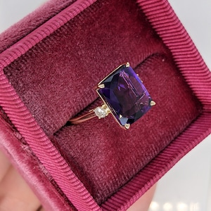 Royal Purple Amethyst Ring in Solid 14K Gold With Natural Diamond ...