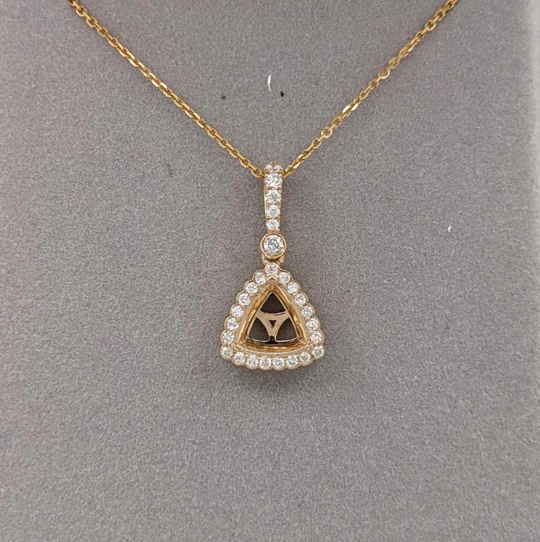 Beautiful Natural Diamond Pendant Setting: 14K Solid Gold Heirloom ...