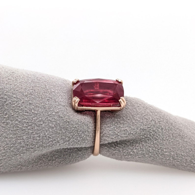 Classic Solitaire Madagascar Ruby Ring in Solid 14K Gold | Emerald Cut ...