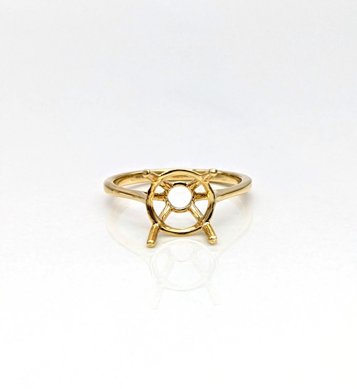 Minimalist Round Solitaire Ring Mount in 14K Solid Gold 4mm 4.5mm 5mm 5 ...