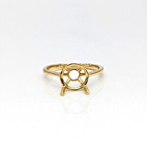 Minimalist Round Solitaire Ring Mount in 14K Solid Gold 4mm 4.5mm 5mm 5 ...