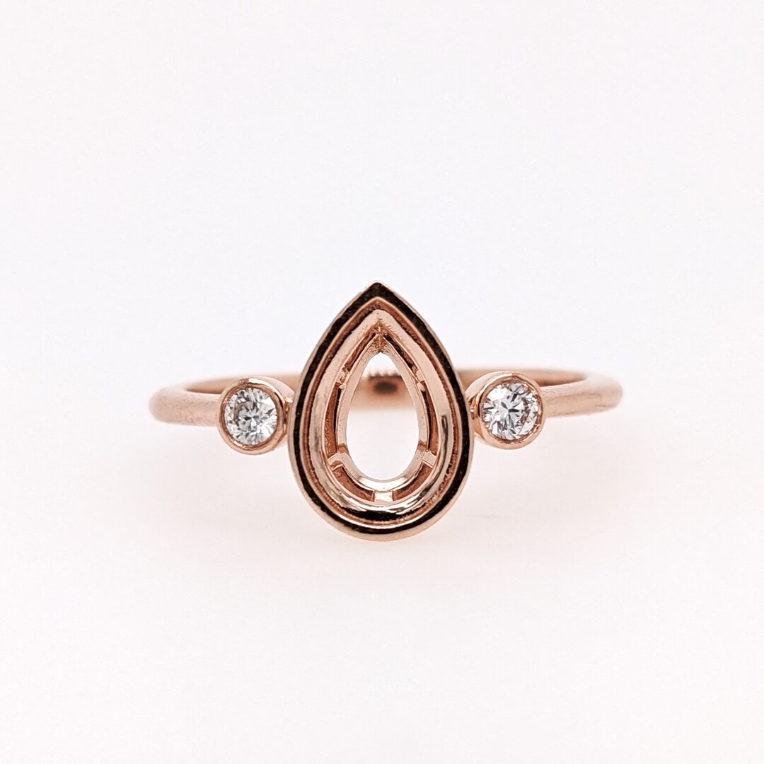 Three Stone Bezel Set Ring Semi Mount W Bezel Set Round Natural Diamond ...