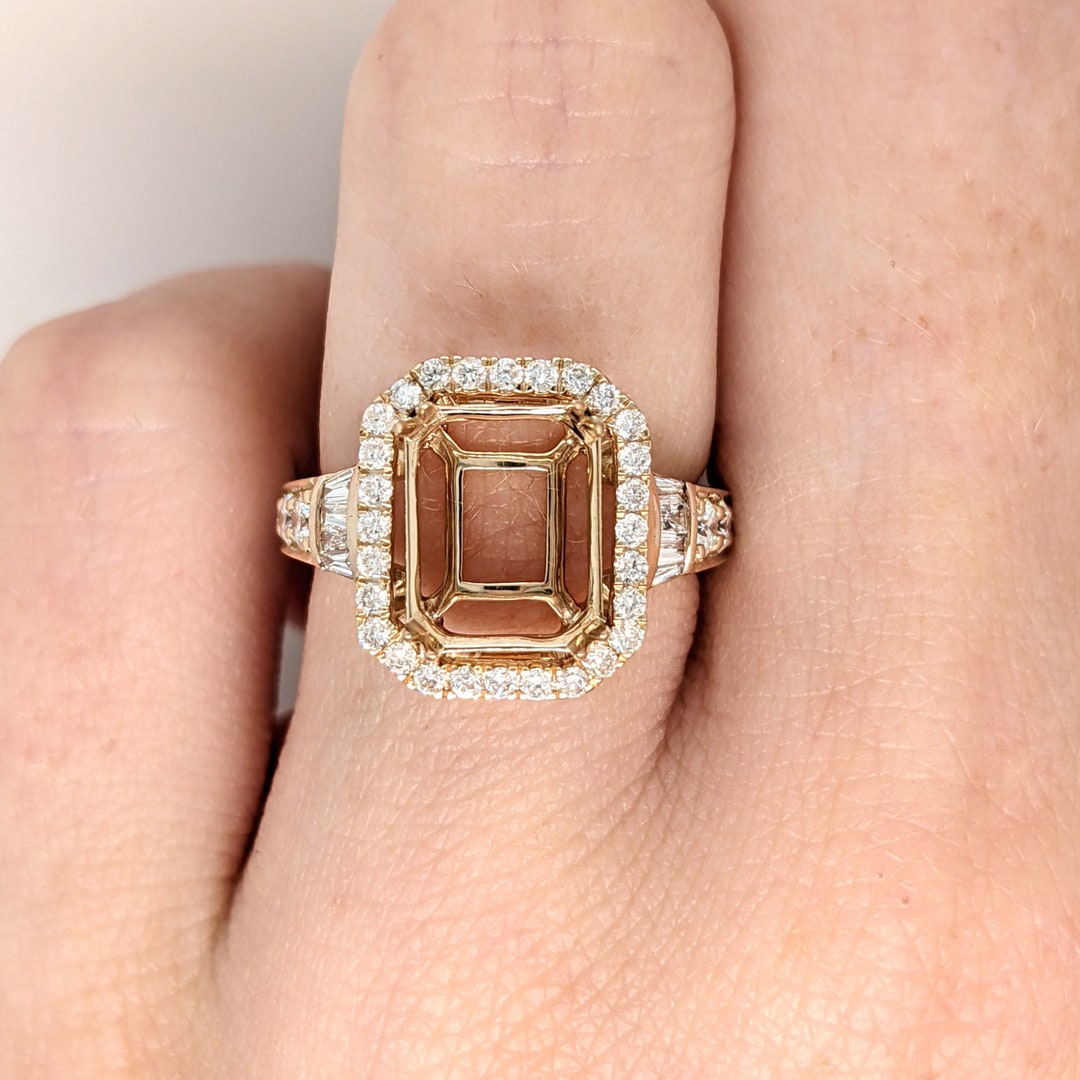 Engagement Ring Semi-mount in Solid 14k White, Yellow, or Rose Gold ...