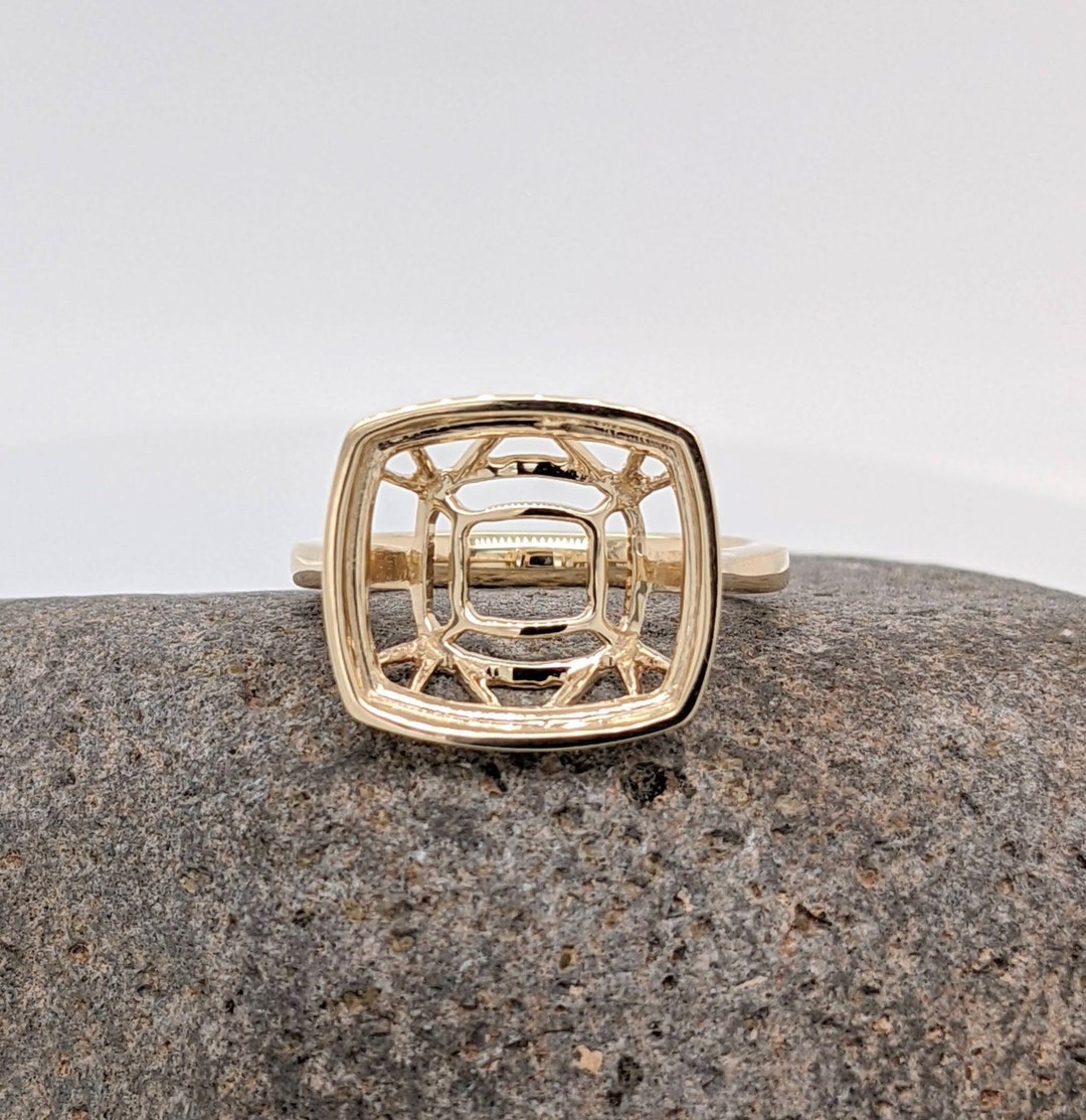 Bezel Set Ring Mount W a Rounded Comfort Shank in Solid 14k Gold ...