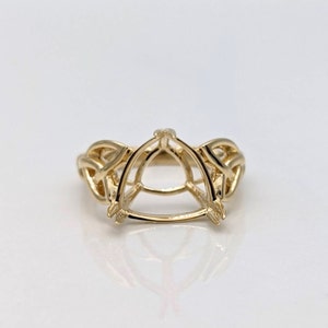 Trillion Shape Engagement Ring Setting in 14K Solid Gold | 10mm, 11mm ...
