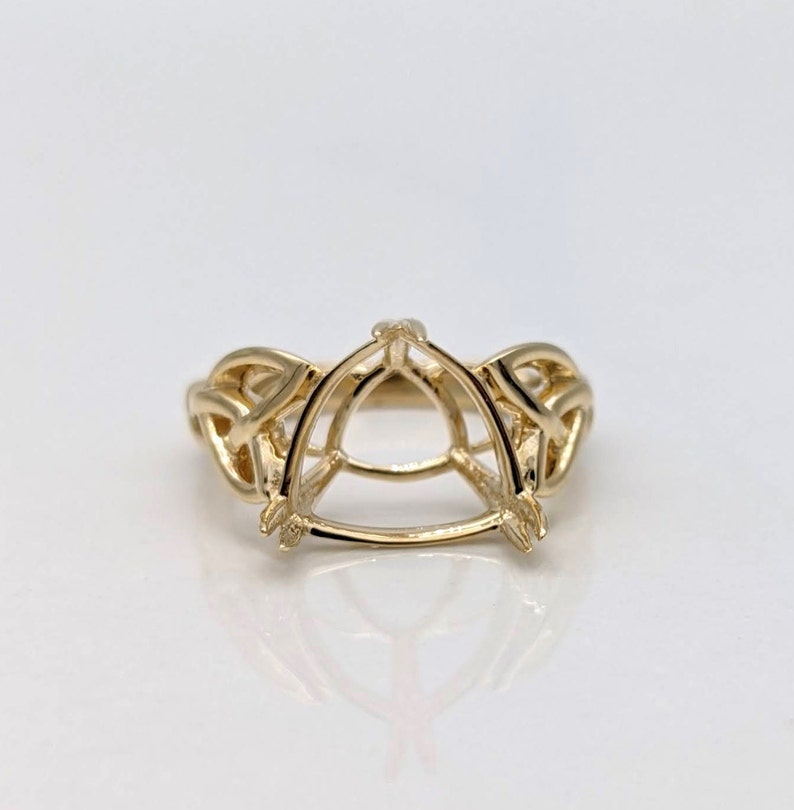 Trillion Shape Engagement Ring Setting in 14K Solid Gold | 10mm, 11mm ...