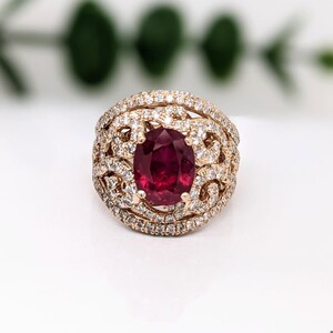 Beautiful Ruby Estate Ring W Natural Earth Mined Diamonds in Solid 14k Yellow Gold | Oval 9x7mm ...