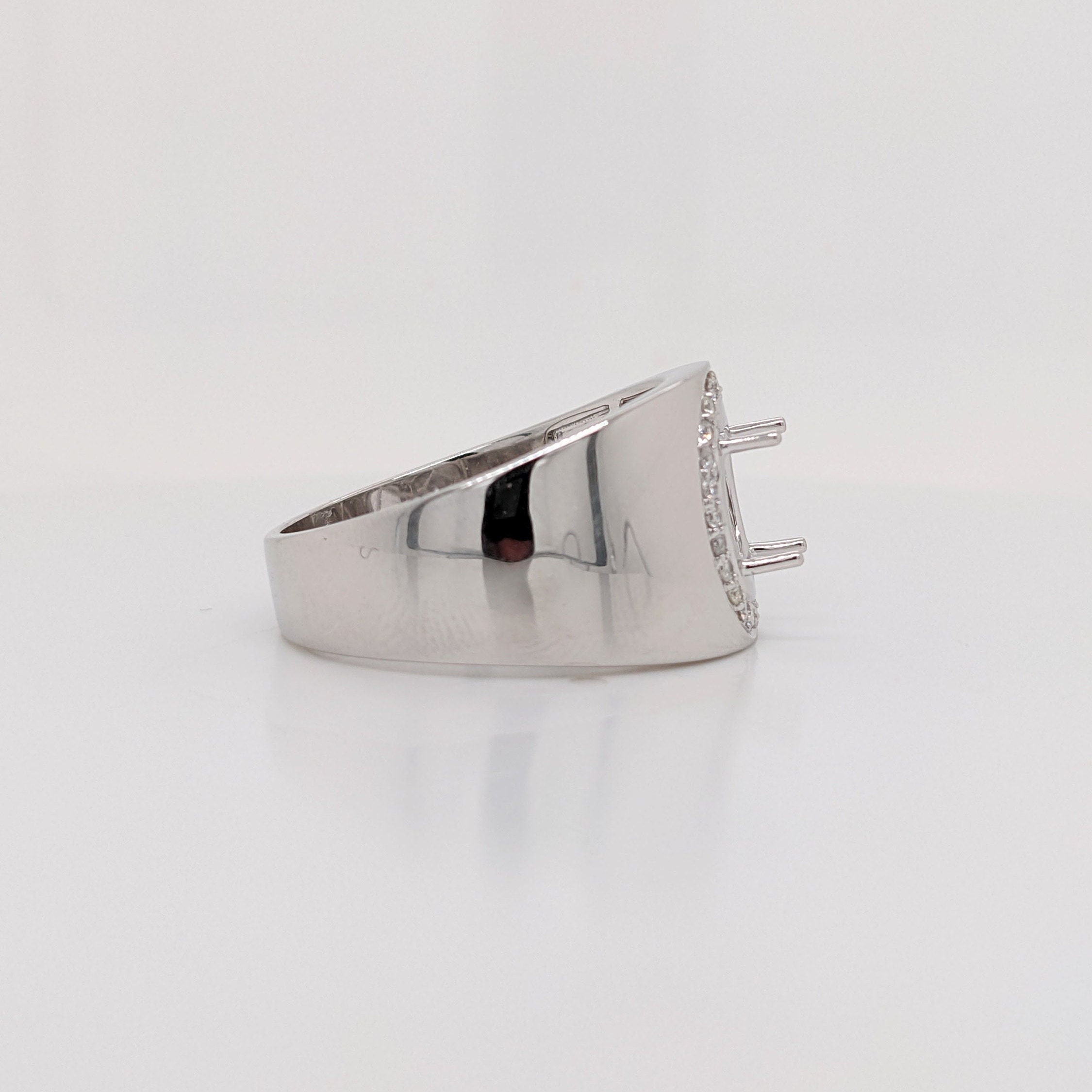 Wide Ring Semi Mount in 14K Solid Gold W Diamond Accents | 2 Carat ...