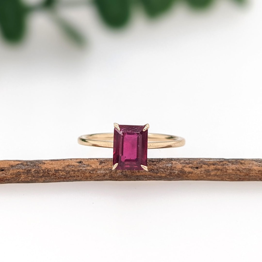 2.2ct Madagascar Ruby Solitaire Ring in Solid 14K Yellow Gold | Emerald ...
