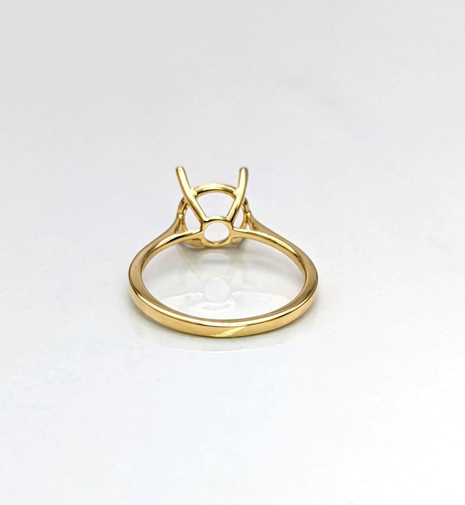 Minimalist Round Solitaire Ring Mount in 14K Solid Gold 4mm 4.5mm 5mm 5 ...