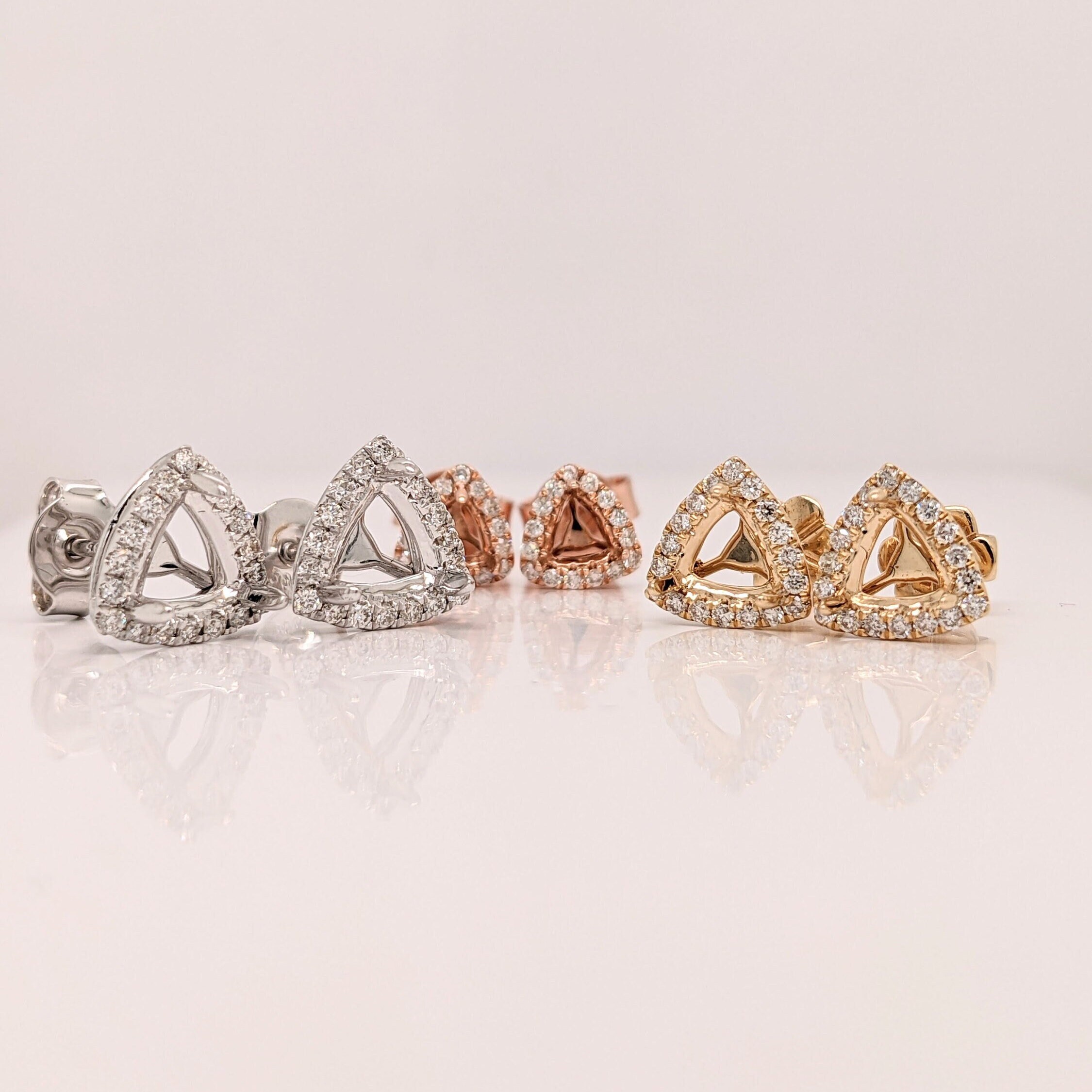 Classic Diamond Halo Earring Mount in 14K Gold W/ Push Backing - Etsy