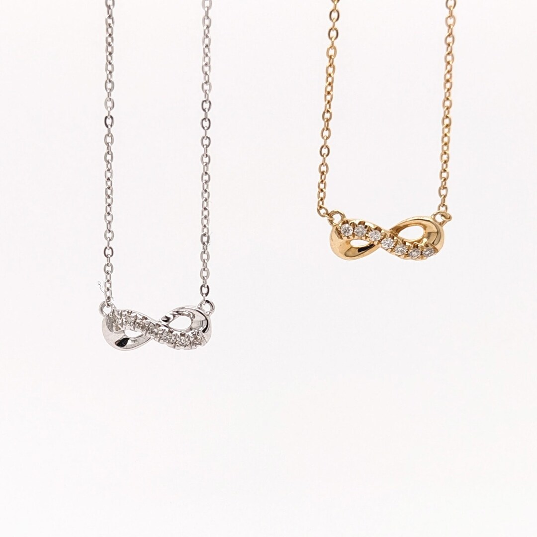 Cute Infinity Sign Pendant in Solid 14k White and Yellow Gold With ...