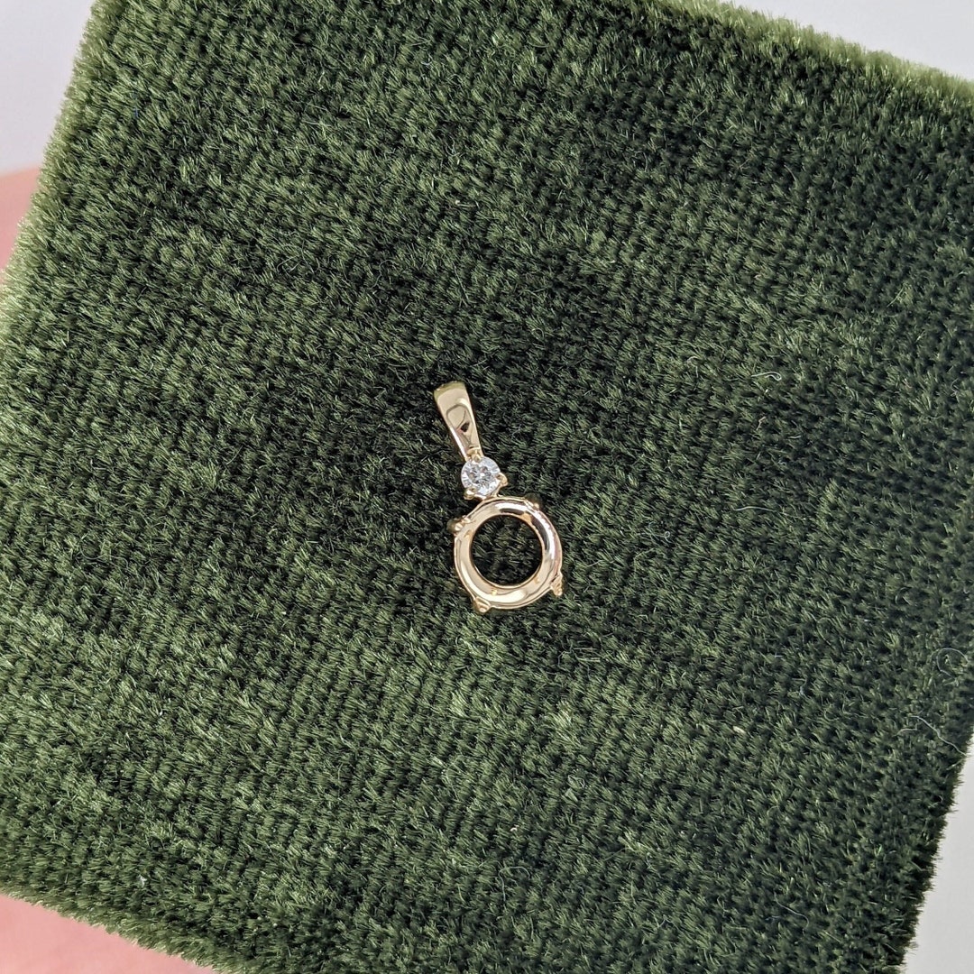 Simple Pendant Setting W Natural Diamond Accent in 14k Solid Gold ...