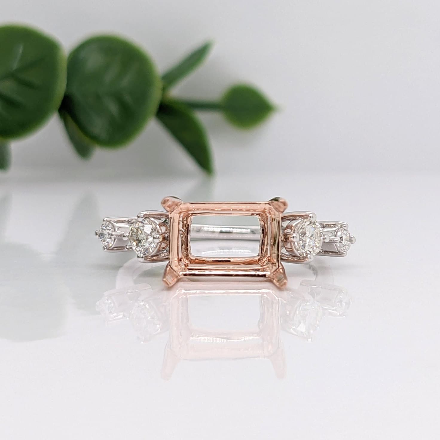 Balanced East West Ring Setting in 14K Gold W Diamond Accents | Two ...