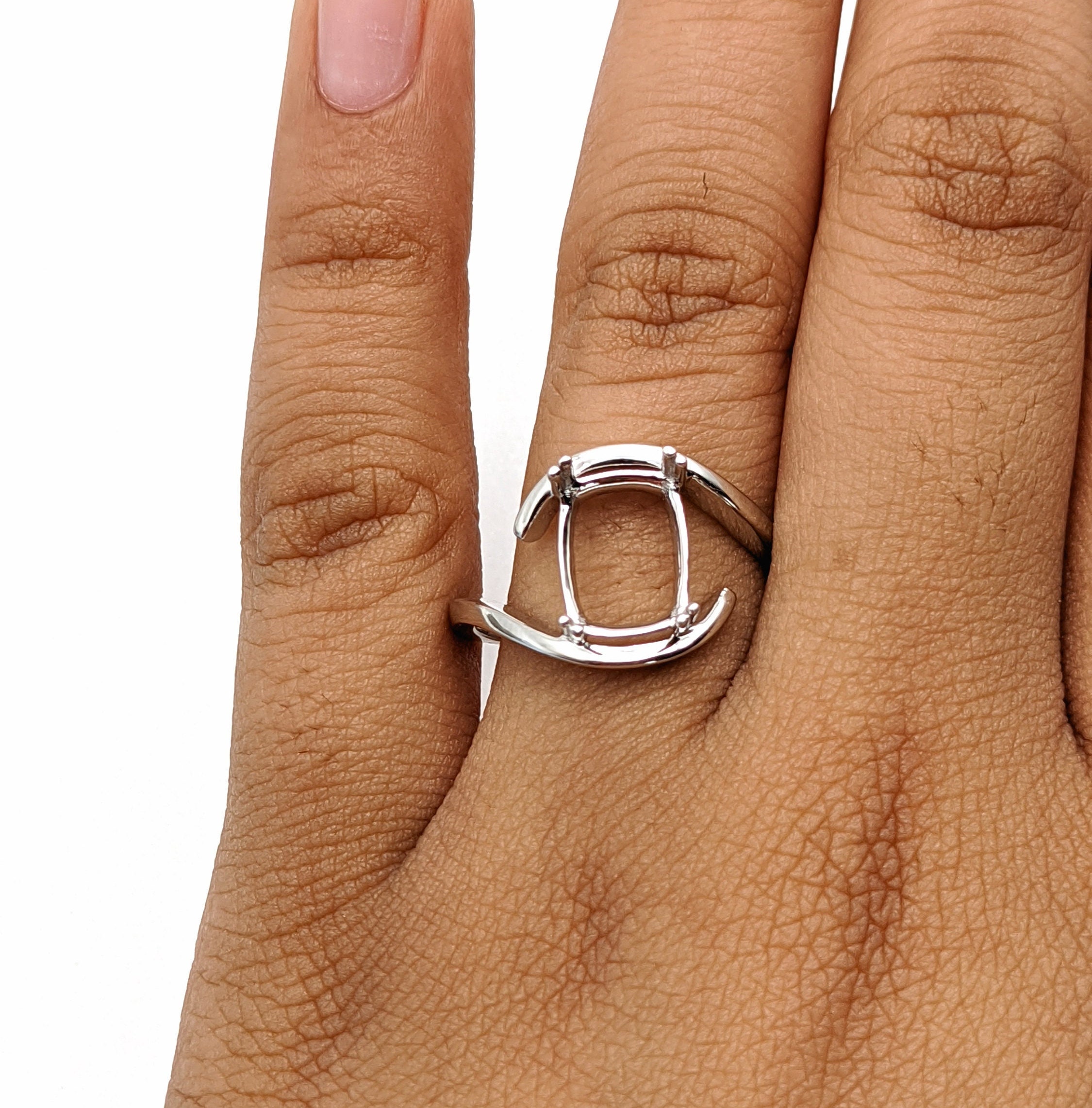 Bypass Style Ring Semi Mount in Solid 14K Gold Emerald Cut - Etsy