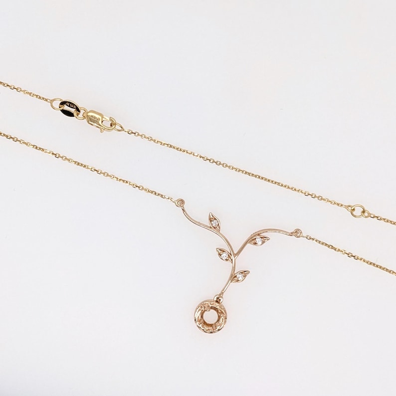 Nature Themed Pendant Setting : Natural Diamonds in 14K Solid Gold ...