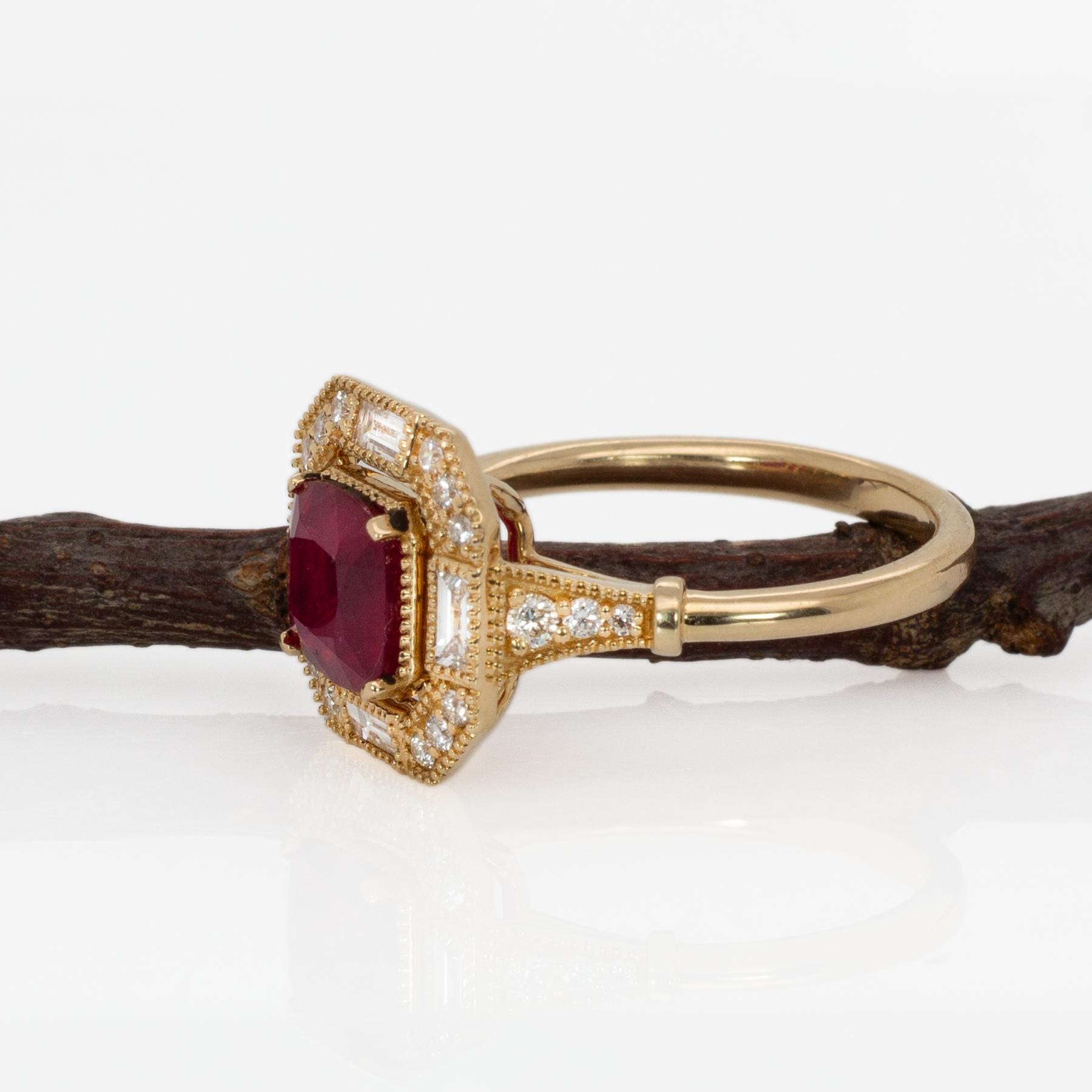 Mimi Solid 14k Gold Madagascar Ruby Ring With Natural Diamonds Accents ...