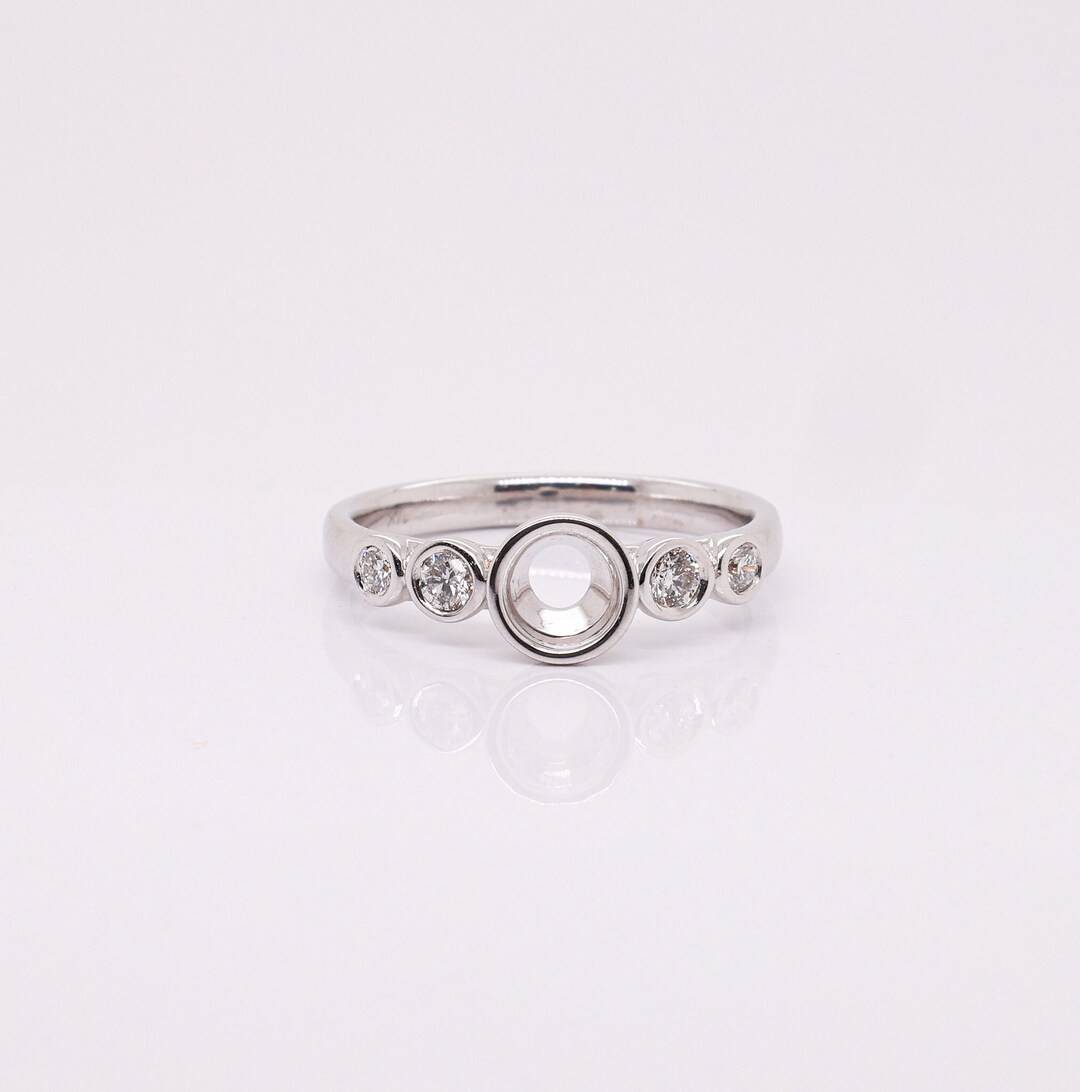 Sleek Minimalist Bezel Ring Semi Mount in Solid 14k White, Yellow or ...