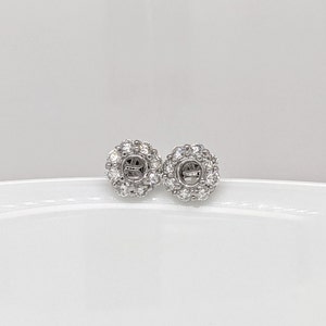 Floral Diamond Halo Stud Earring Setting in 14k Solid Gold | Round 4mm ...